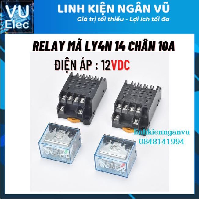 Relay 12V 14 chân đong 5A, Rơ le trung gian, relay 12V10A 14 chân (Chân ...