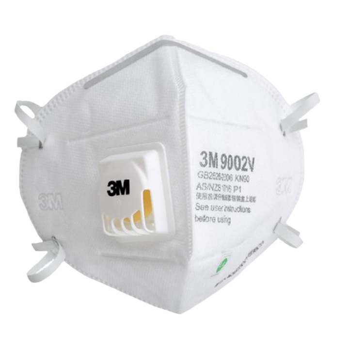 3M 9002V [1pc.] หน้ากากป้องกันฝุ่น ละออง แบบพับได้ พร้อมวาล์วระบายอากาศ สายคาดศีรษะ, P1, 1 ชิ้น ...