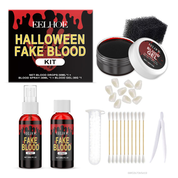 Halloween Fake Blood Spray Kit Fake Wound Skin Gel Set for Zombie ...