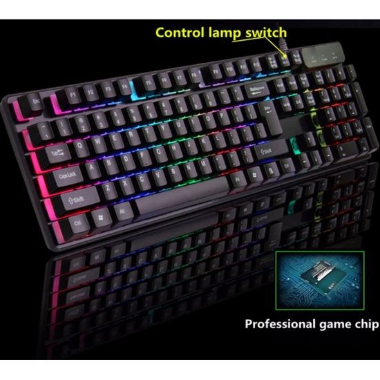 KR-6300 Gaming Keyboard Silent RGB LED Gaming Keyboard Red Blue Pink ...