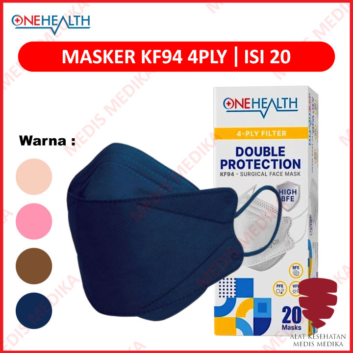 Masker KF94 4PLY OneHealth Isi 20 Medis Earloop Debu Karet Telinga Face ...