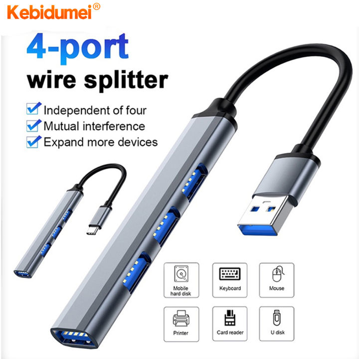 Kebidumei 4พอร์ต USB 3.0ฮับยูเอสบีแท่น USB ชนิด C 3.1อะแดปเตอร์ OTG ...