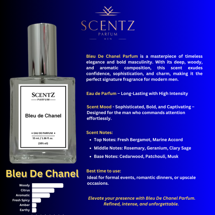 ScentZ Parfum - Bleu - Inspired Perfume for Men - 30% oil based long lasting affordable luxury ...