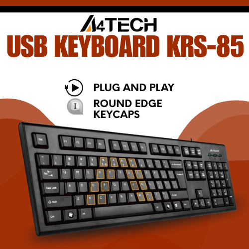USB Keyboard | A4Tech | KRS-85 | Soft Keycaps | Adjustable Keyboard ...