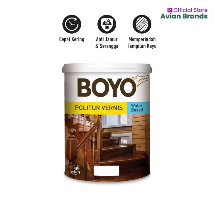 Cat Politur Kayu Boyo Politur Vernis Water Based 1 KG, Menggunakan ...