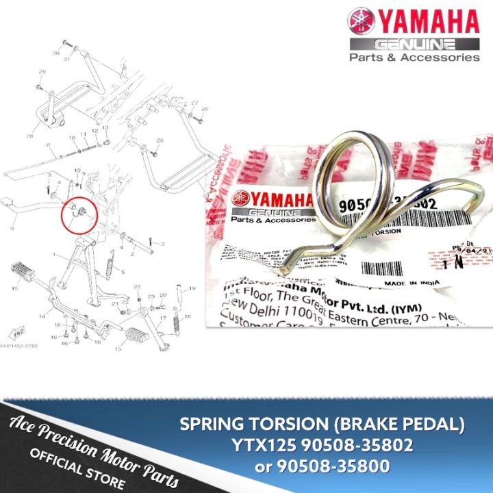 [Genuine] SPRING TORSION (Brake Pedal Spring) YTX 90508-35802 YAMAHA ...