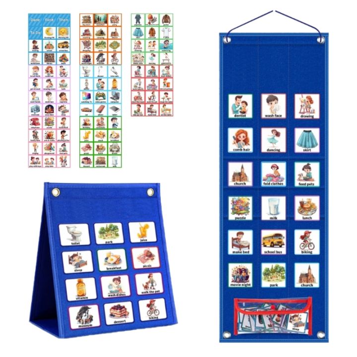 Kids Daily Schedule Chart 18+1 Pocket Visual Schedule Chart Visual ...