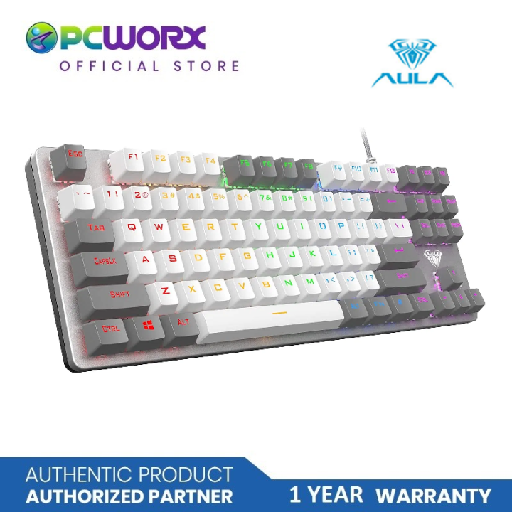 Aula F3287 Wired TKL Rainbow Mechanical Gaming Keyboard Grey | Gaming ...