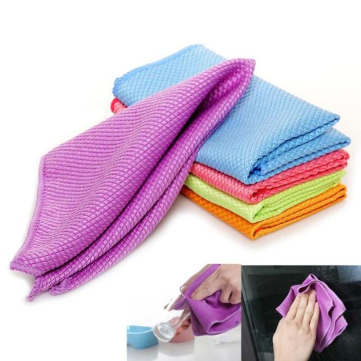 Kain Lap Kaca Gelas Fish Scale Microfiber Serat Serbaguna 25x25cm ...