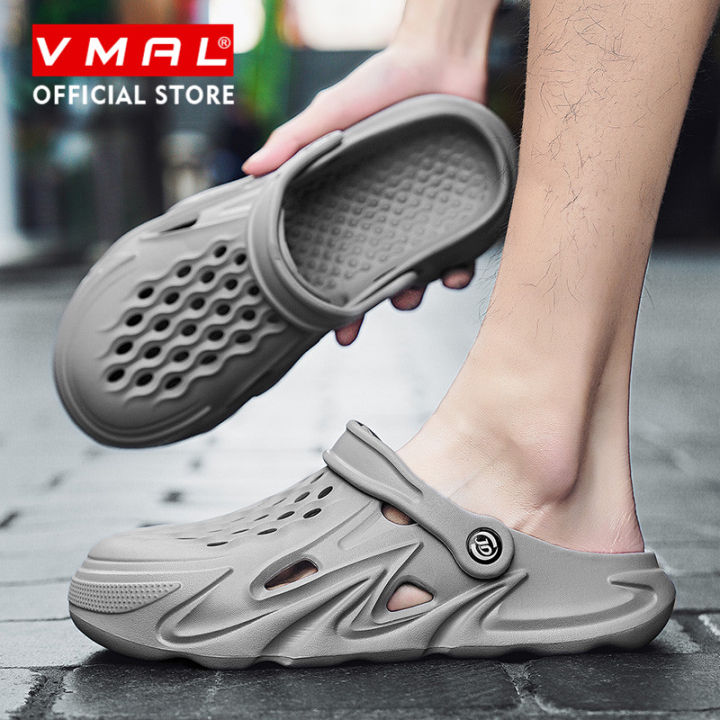 VMAL Sandals for Men Summer Jelly Shoes Garden Shoes Beach Hollow Mules ...