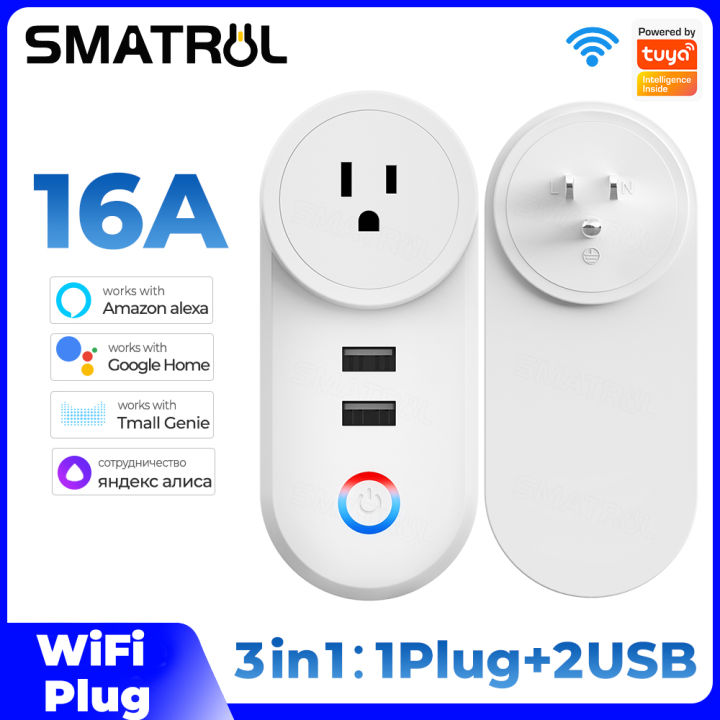 SMATRUL Us Plug Tuya Wifi Smart USB Socket 16A Outlet Adapter Charging ...