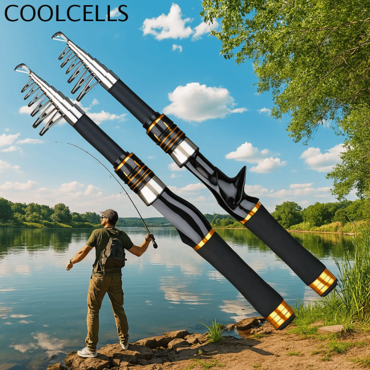COOLCELLS Portable Telescopic Fishing Rod 34cm Storage Ultra Short Mini ...