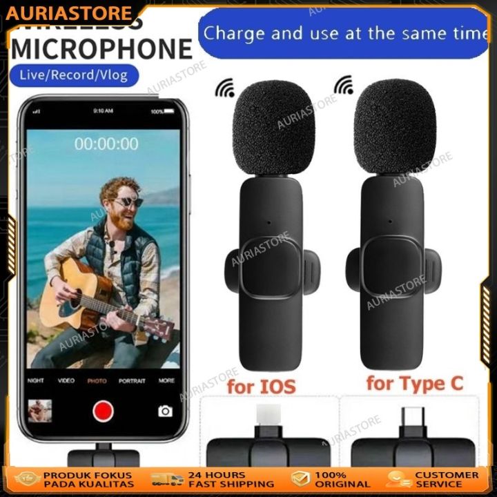 K8 K9 2 Mic Wireless Lavalier Microphone Portable Audio Video Recording ...