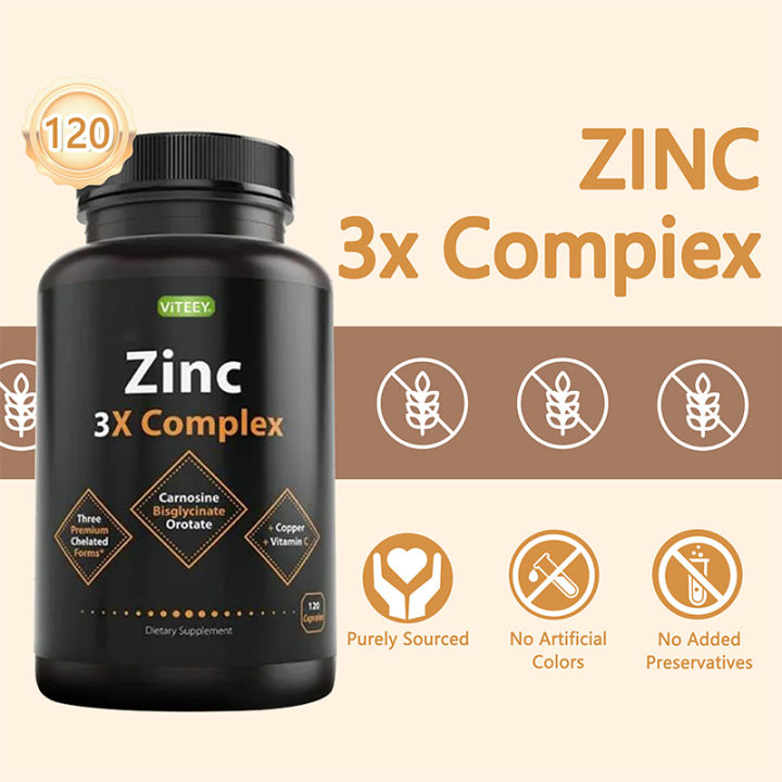 (90 แคปซูล )Zinc plus 3X Complex Capsule มัลติวิตามิน สกัดจาก ซิงค์ 15 ...