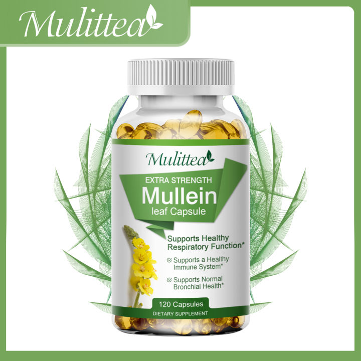 Mulittea Natural Mullein Leaf Capsules Herbal Supplement for Lung ...