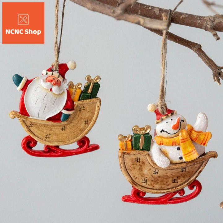 NCNC สโนว์แมน จี้เรซิ่นคริสต์มาส ซานตาคลอส เรซิน เครื่องประดับแขวนต้น ...