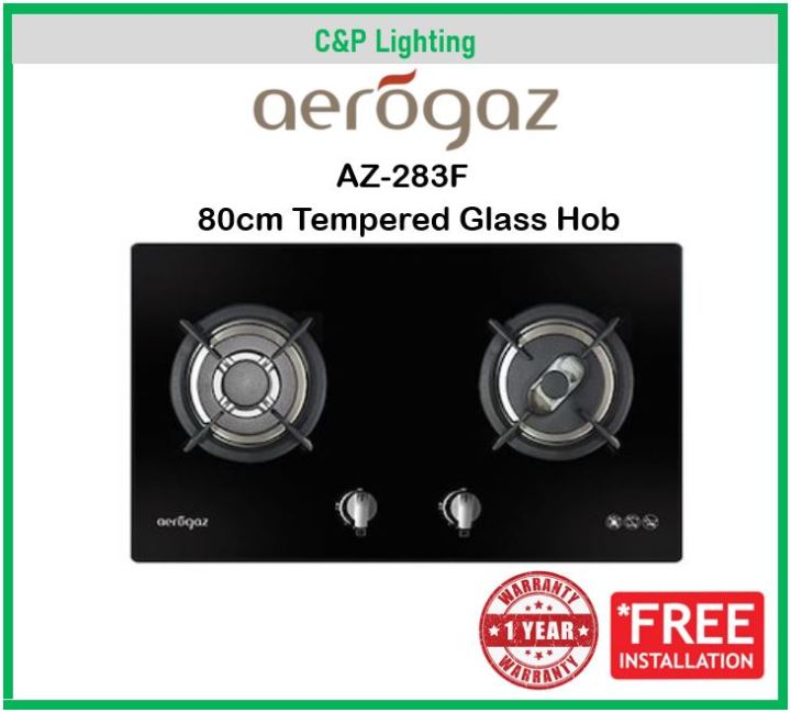 Aerogaz 80cm Tempered Glass 2 Burner Gas Stove Cooker Hob AZ-283F ...