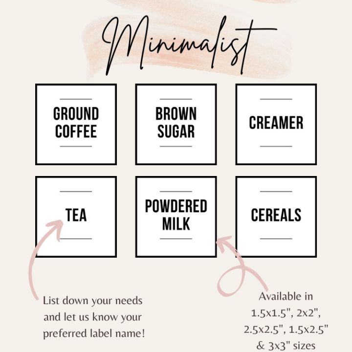 Minimalist Pantry Labels [sold by 3s/6s] Waterproof High Quality Vinyl ...