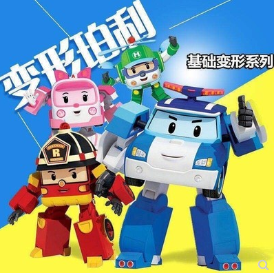 Deformation Polly robot police car toy traffic rescue team roller ...