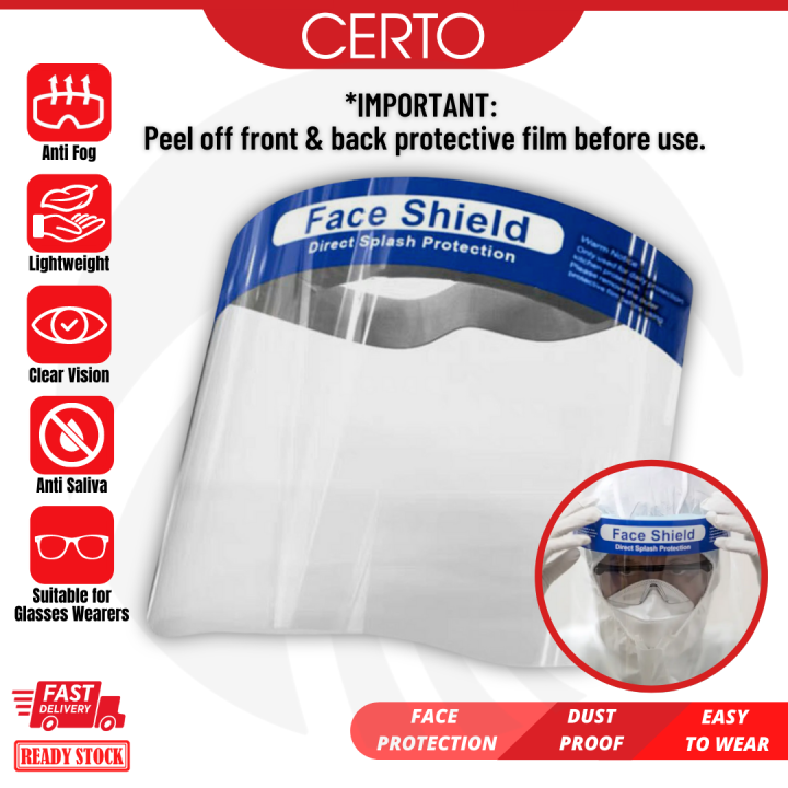 CERTO Full Face Cover Protection Anti Splash Anti Fog Medical Face ...