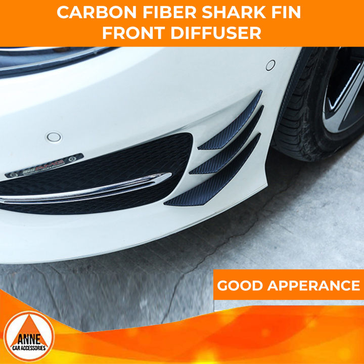 3pcs per set Carbon Fiber Shark Fin Front Diffuser Smooth Edges No ...