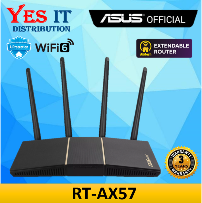 ASUS RT-AX57 WiFi 6 AX3000 Wireless Router with High Power Signal ...