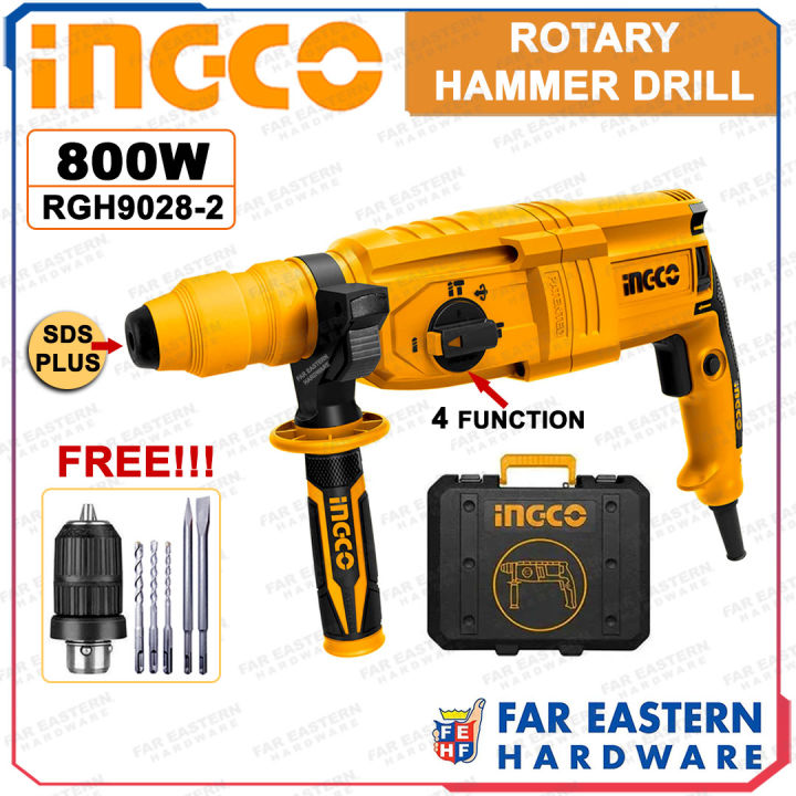 INGCO Rotary Hammer Drill 26mm SDS Plus w/ Chuck 800W RGH9028-2 INPTCD ...