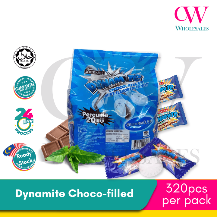 Dynamite Gula-Gula Pudina Berinti Coklat 320 biji setiap pek | Lazada