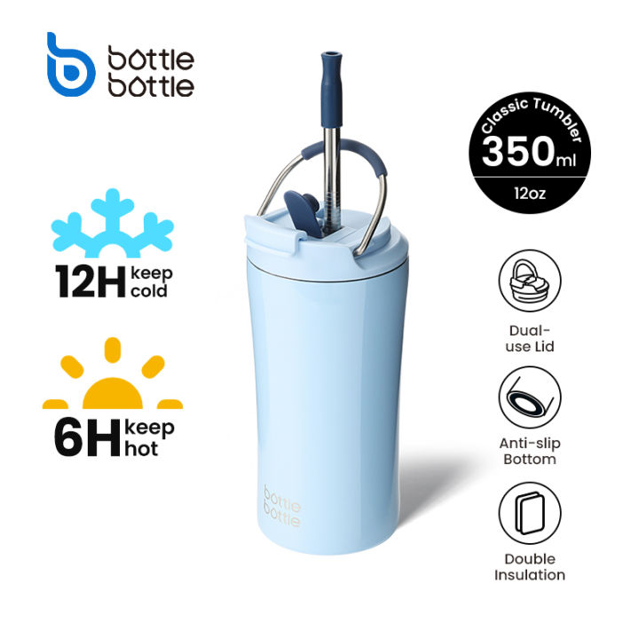 BOTTLE BOTTLE 12oz 350ml Stainless Steel Insulated Coffee Tumblers with Dual-use Lid and Straw ...