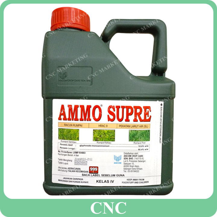 4L Ammo Supre Ancom Glyphosate Monoammonium 33.6% Racun Rumpai Rumput ...