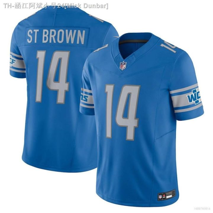 Mick Dunbar HQ1 NFL Detroit Lions Jersey St Brown Football Tshirt ...