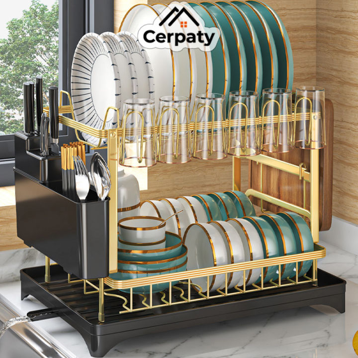 Rak Pinggan Auto Drainer Tray Kitchen Organizer Storage Rack Sinki Rak ...