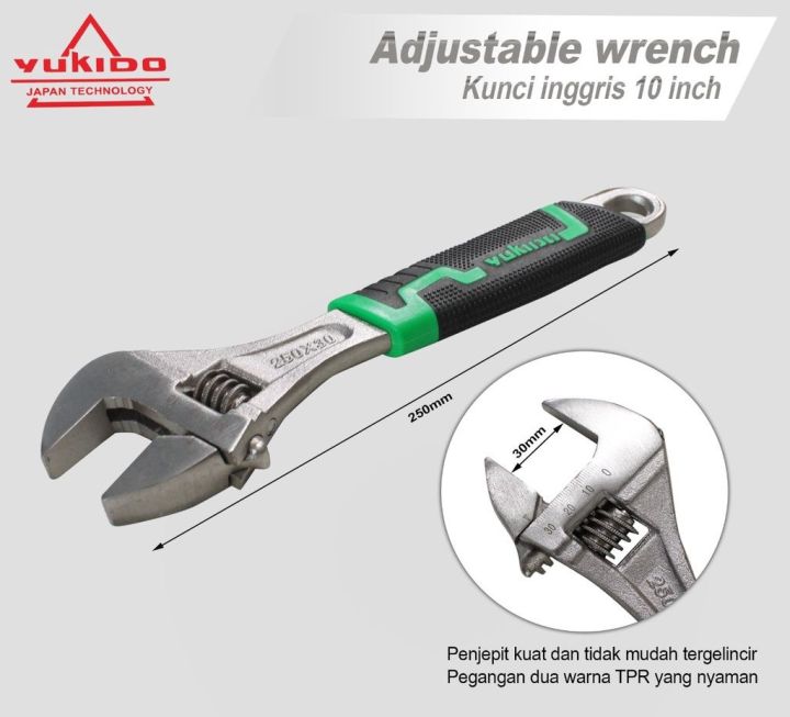 YUKIDO Kunci Inggris Chrome 10 inch 250 mm / Adjustable Wrench 10 ...