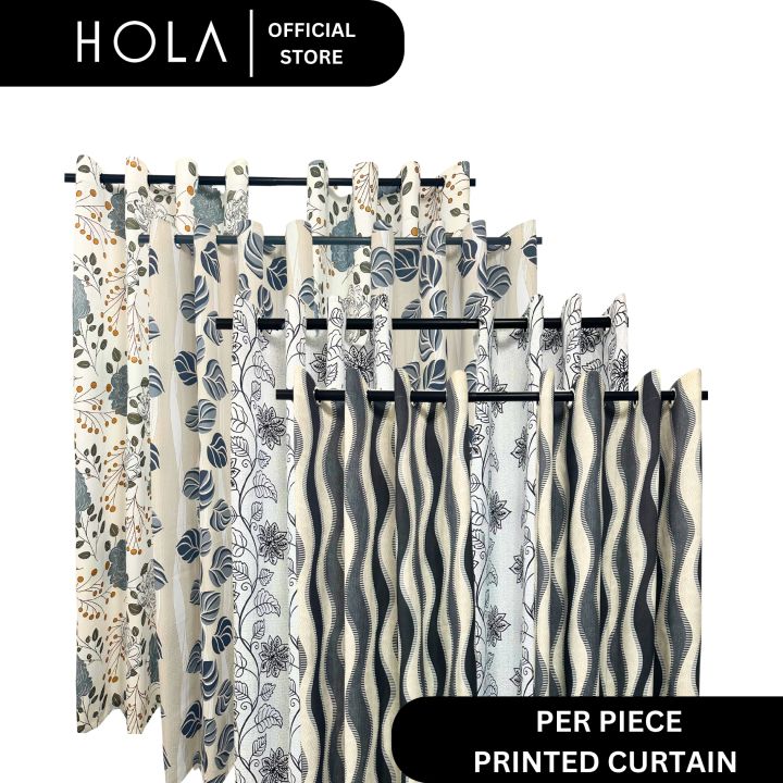 HOLA Non Blackout Printed Ring Curtains | Sold Per Piece | Gray Design | Lazada PH