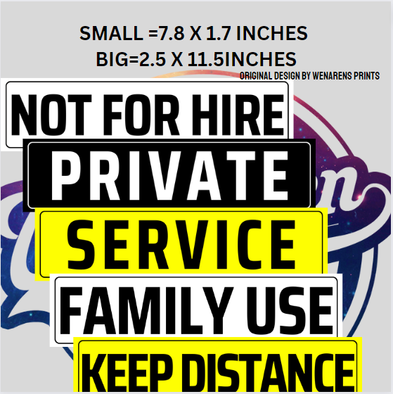 Not For Hire Service Private Family Use Only Vinyl Sticker Waterproof ...