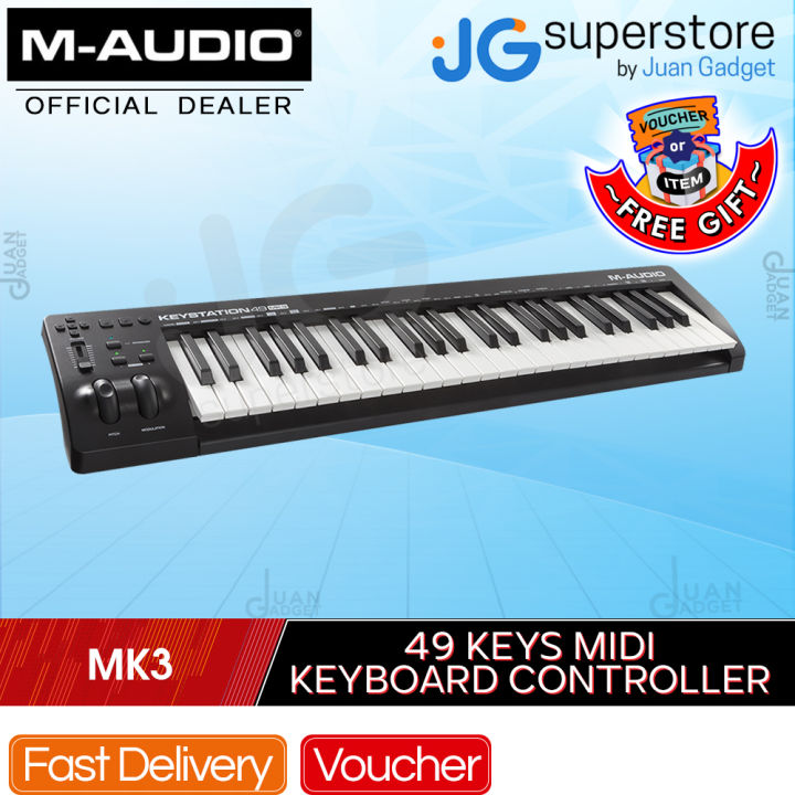 M-Audio Keystation 49 MK3 Compact MIDI Keyboard Controller with 49 Keys and Assignable Controls ...