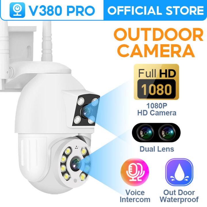 V380 Pro Outdoor Dual Lens CCTV Camera Wireless waterproof 360 Degree Full Color Night Vision ...