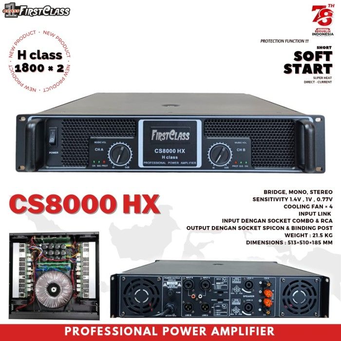Power amplifier firstclass cs8000 original power firstclass 2 channel ...