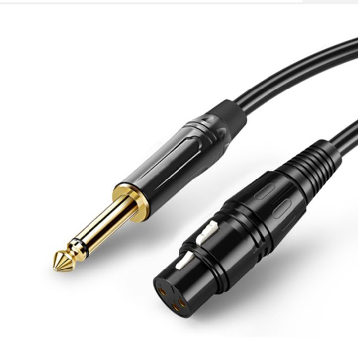 (UGBR) Audio Cable XLR Female to 6.35mm Jack Plug Male Connector Gold ...
