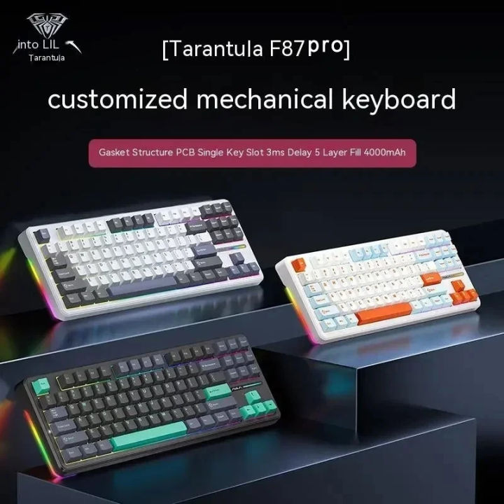 AULA F87 Mechanical Keyboard,Tri-Mode 2.4G/Wired/BT Wireless Keyboard,87 Key RGB PBT Gaming ...
