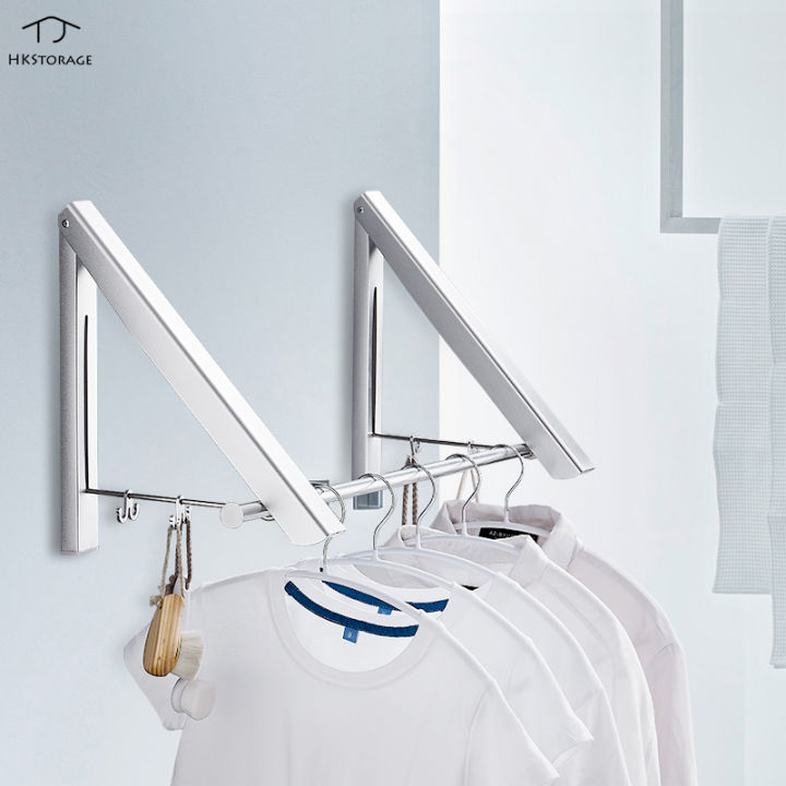 HKStorage 1pcs*Invisible Folding Drying Rack Balcony Wall-Mounted ...