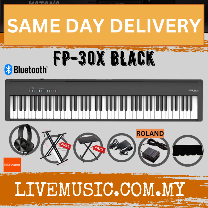 Roland FP-30X 88-key Digital Piano w/ Headphone and Adapter - Black ( FP30X / FP-30 / FP30 ...
