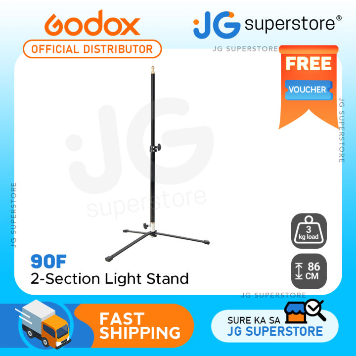 Godox 90F Foldable 2-Section 86cm Floor Studio Light Stand with 3Kg Load Capacity and Removable ...