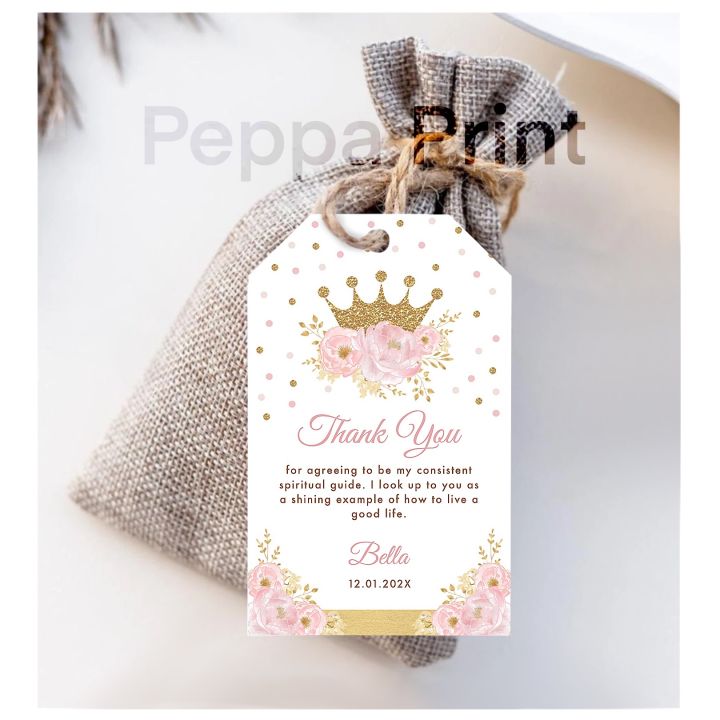 Souvenir tag | Pink princess design | Baptism Birthday Dedication ...