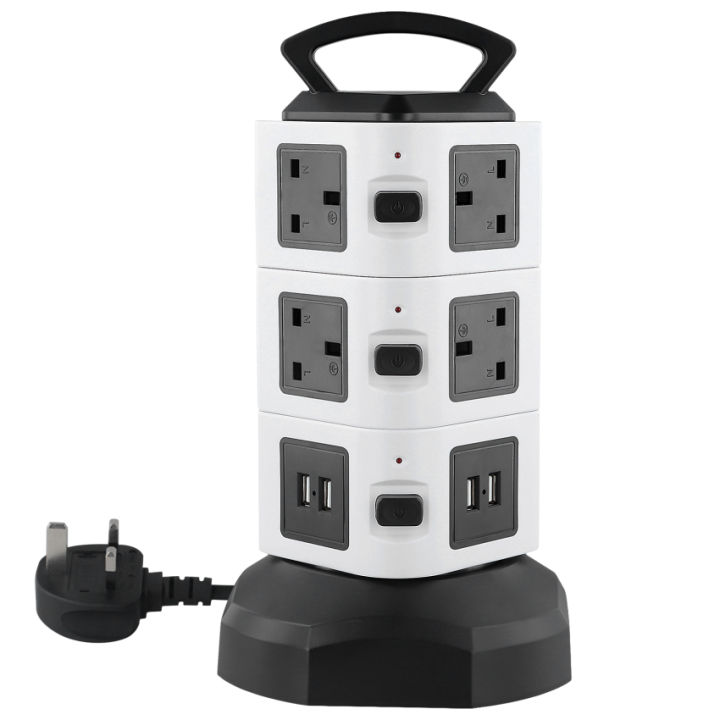 Tower Extension Lead 3M，USB 2.1A, With 4 USB Ports，And 7 AC Sockets ...