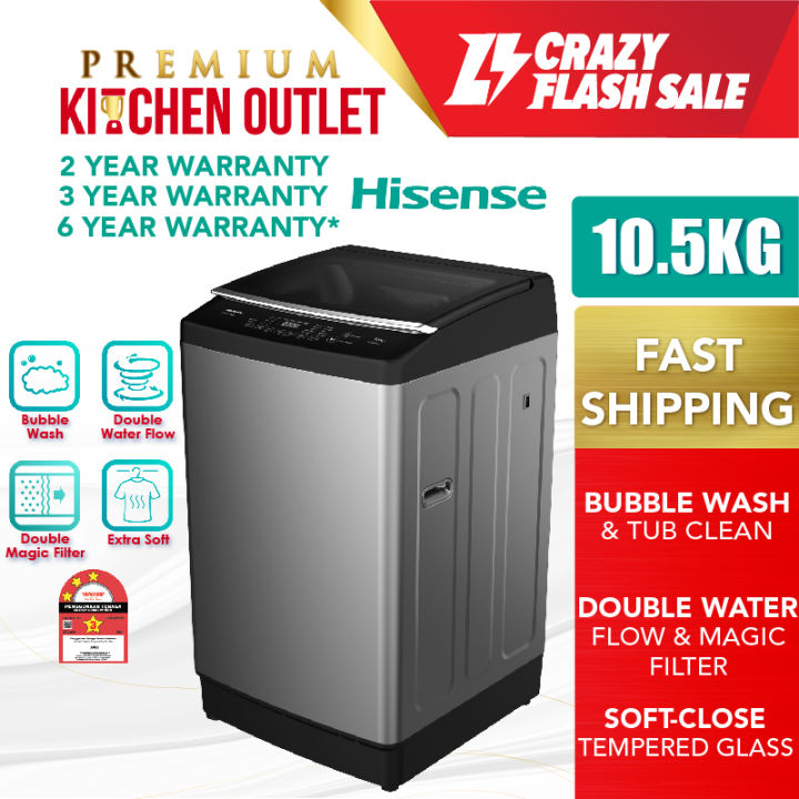 【Own Truck Delivery】Hisense 10.5KG Top Load Washing Machine WTJA1101T ...