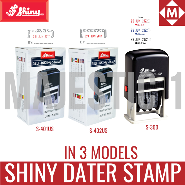 SHINY Dater with Received Self-Inking Stamp (RECEIVED / PAID / DATE ...