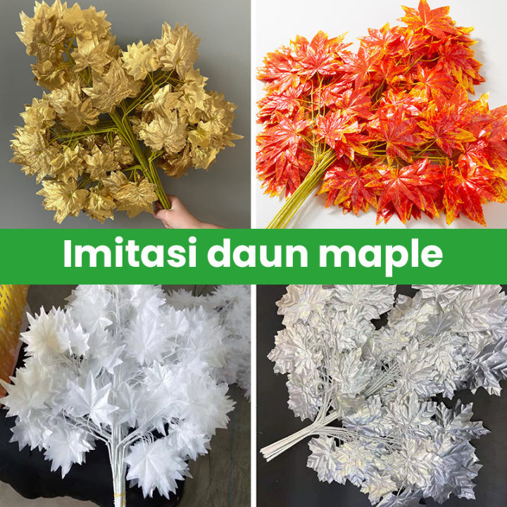 1 LUSIN Daun Maple Plastik Dekorasi Premium - Daun plastik/Dekorasi ...