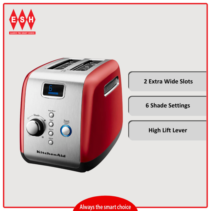 KitchenAid 5KMT223GER (Empire Red) LCD Display 2 Slice Electric Toaster ...