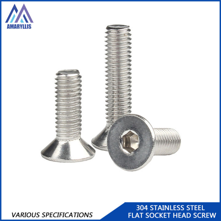 M6 M8 M10 Stainless Steel 304 Hex Hexagon Socket Head Countersunk Screw Flat Head Screws Bolts ...